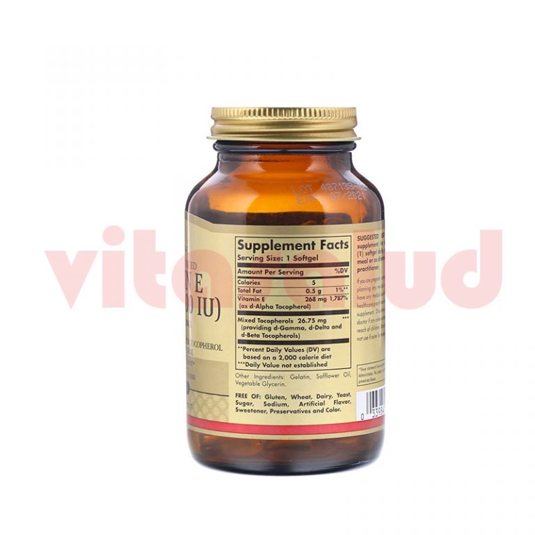 SOLGAR VITAMINA E 400IU (268MG) TOCOFEROLES MIXTOS 100 CAPS – Vitasalud