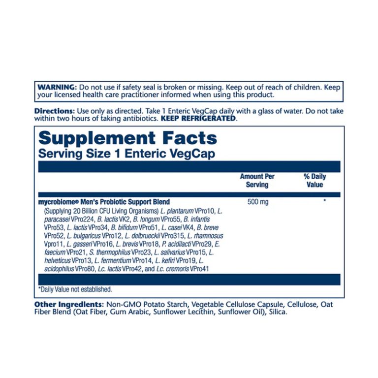 SOLARAY PROBIOTIC 30 BILLONES MEN´S 20 CAPSULAS – Vitasalud