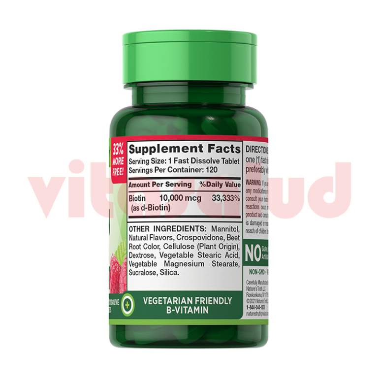NATURES´S TRUTH BIOTIN 10000 MCG MAST BERRY 120T – Vitasalud