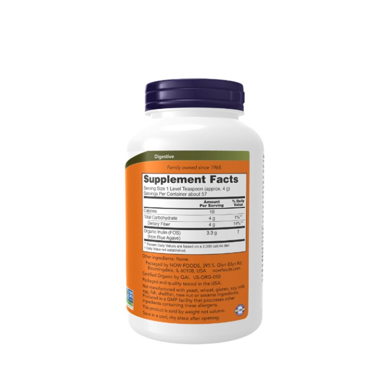 NOW ORGANIC INULIN PROBIOTIC PURE POWDER 8OZ – Vitasalud