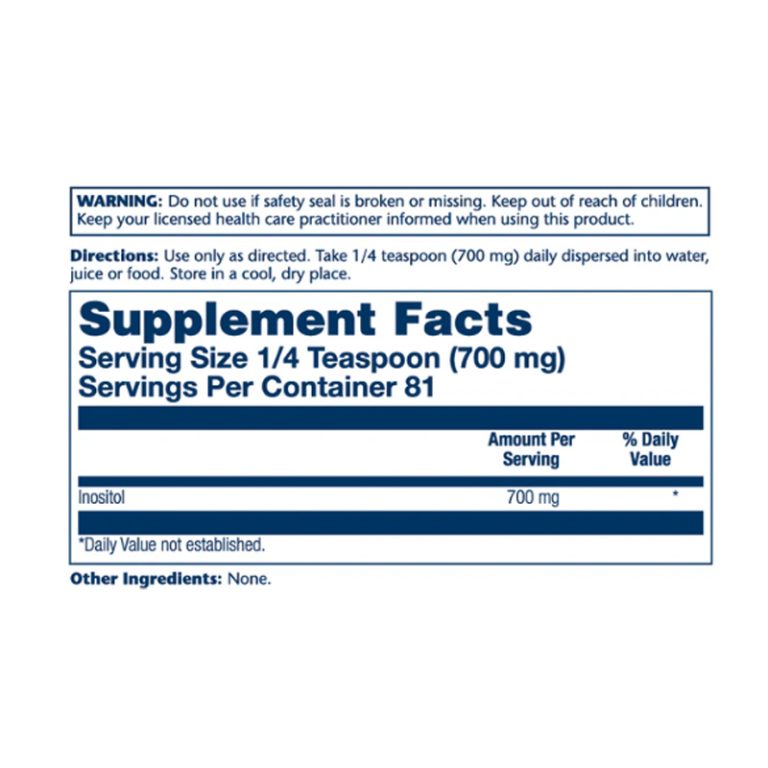 SOLARAY INOSITOL UNFLAVORED POWDER 4ONZ – Vitasalud