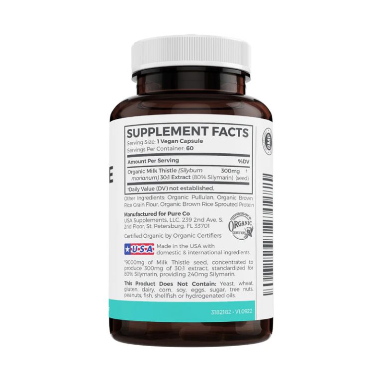 PURE CO MILK THISTLE ORGANIC 60 – Vitasalud